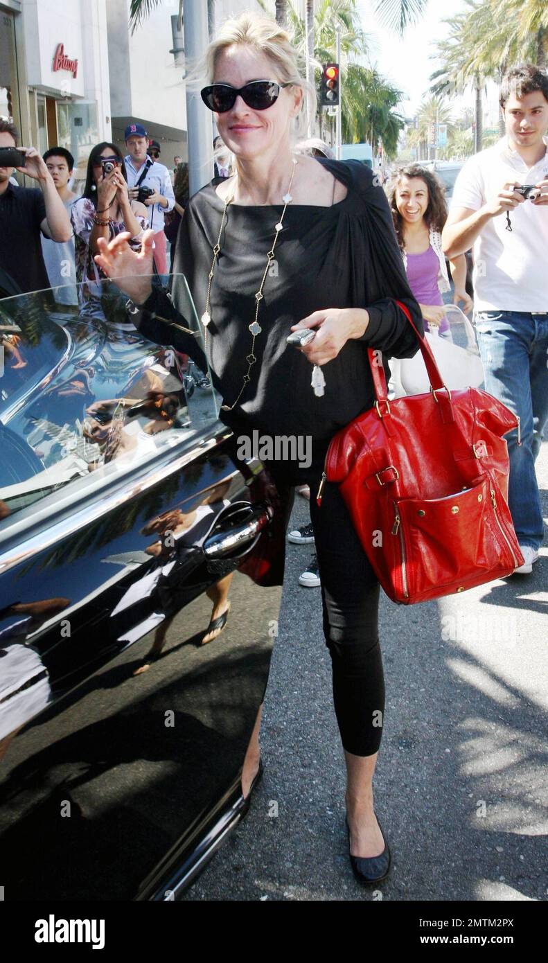 Veteran actress Sharon Stone was all decked out in designer duds this ...