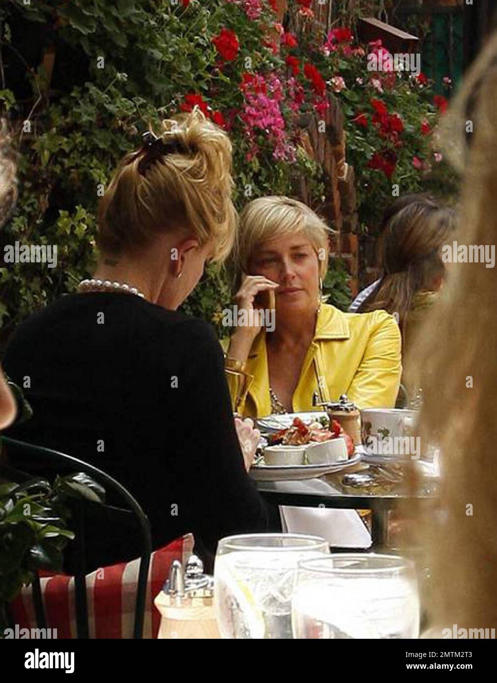 Sharon Stone certainly seems to be enjoying her food as she wolfs down ...