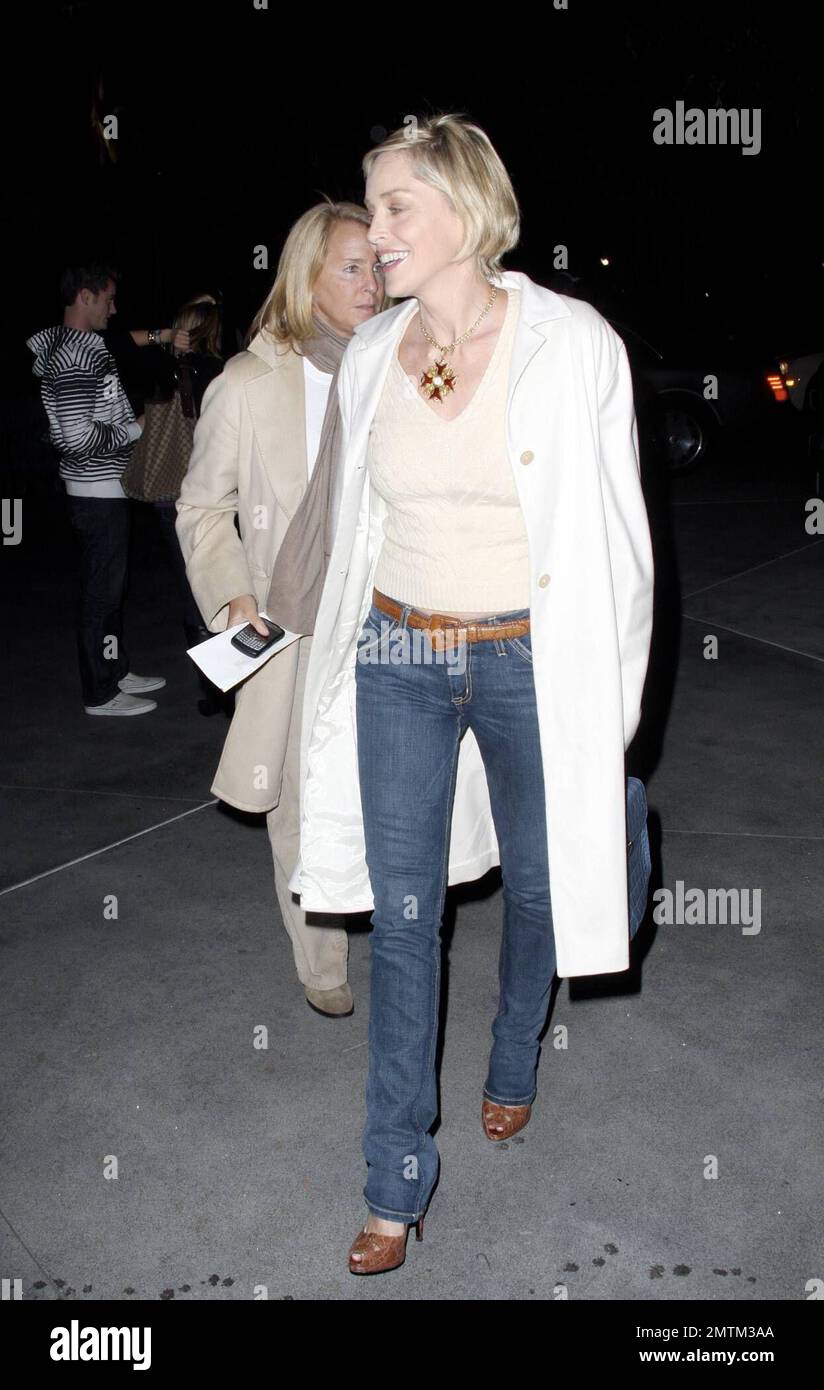 Sharon Stone attends the LA Lakers vs. LA Clippers game with a friend ...