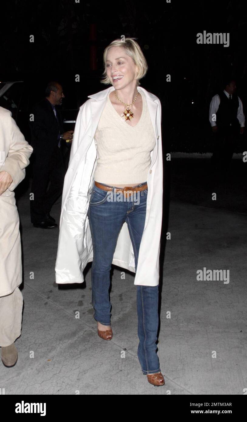 Sharon Stone attends the LA Lakers vs. LA Clippers game with a friend ...