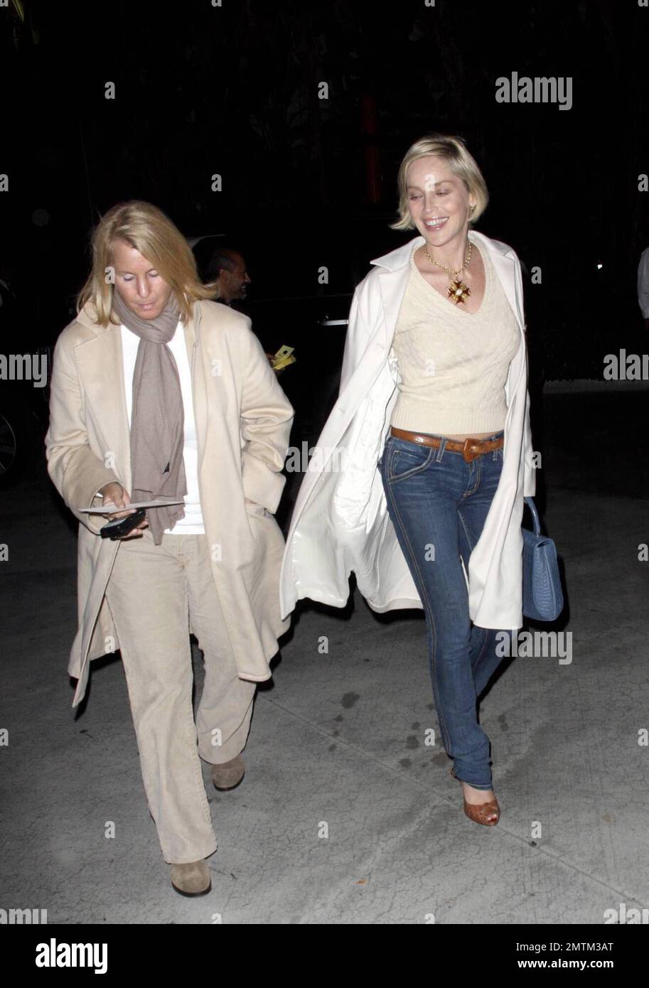 Sharon Stone attends the LA Lakers vs. LA Clippers game with a friend ...