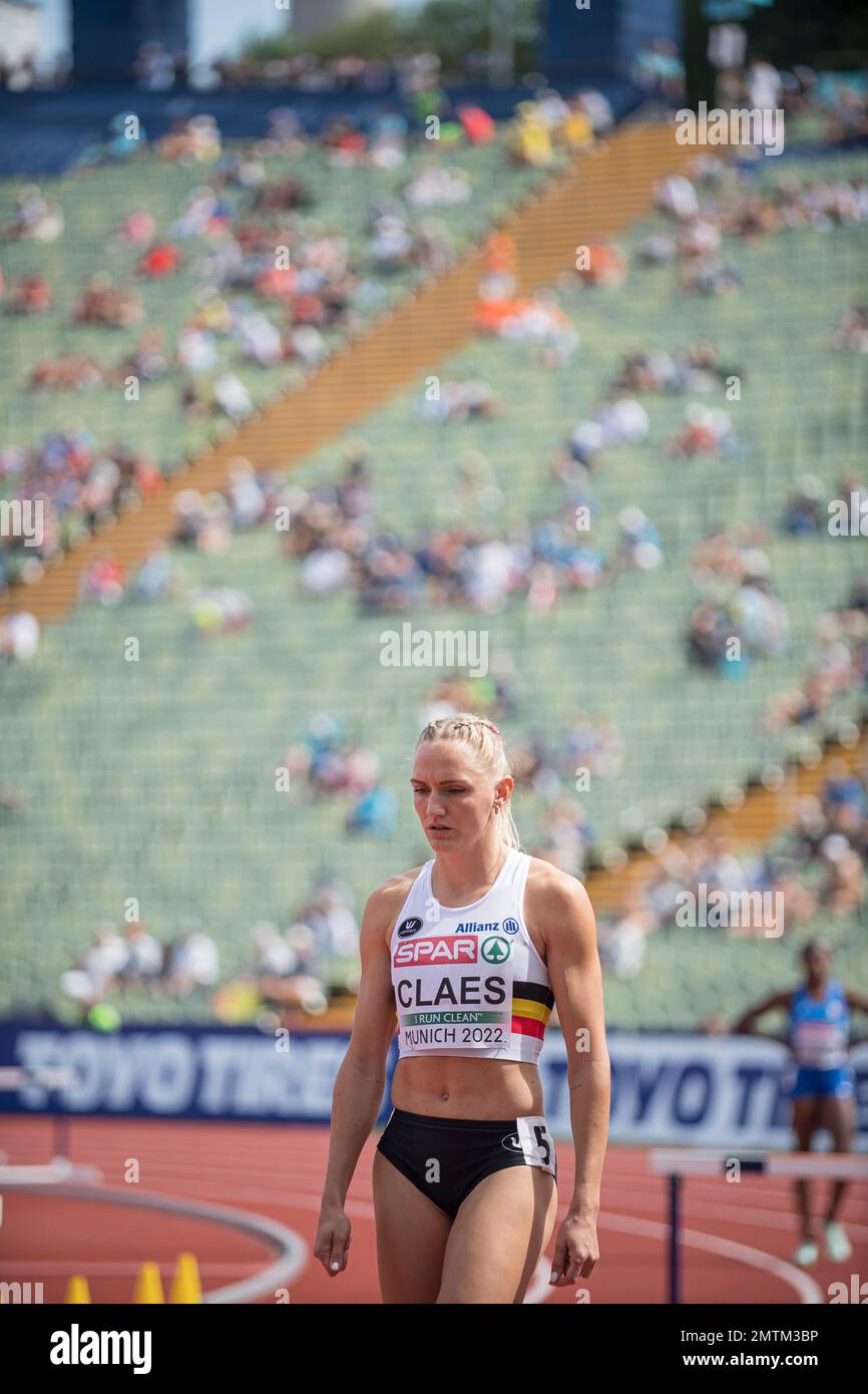 Hanne CLAES participating in the 400 meters hurdles of the European ...