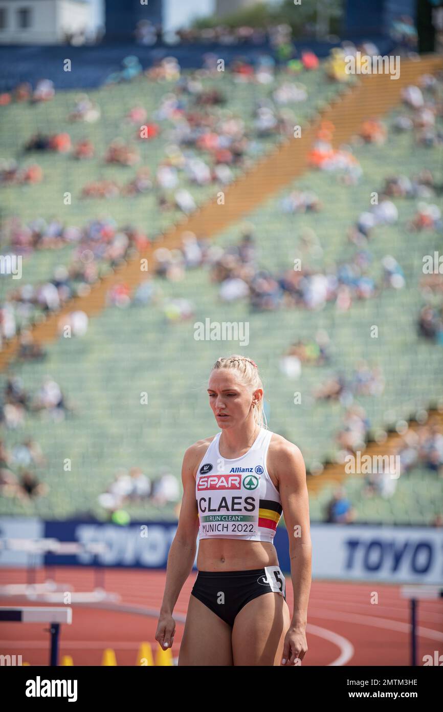 Hanne CLAES participating in the 400 meters hurdles of the European ...
