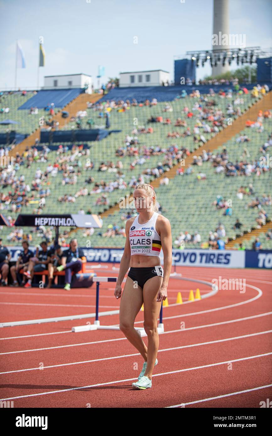 Hanne CLAES participating in the 400 meters hurdles of the European ...