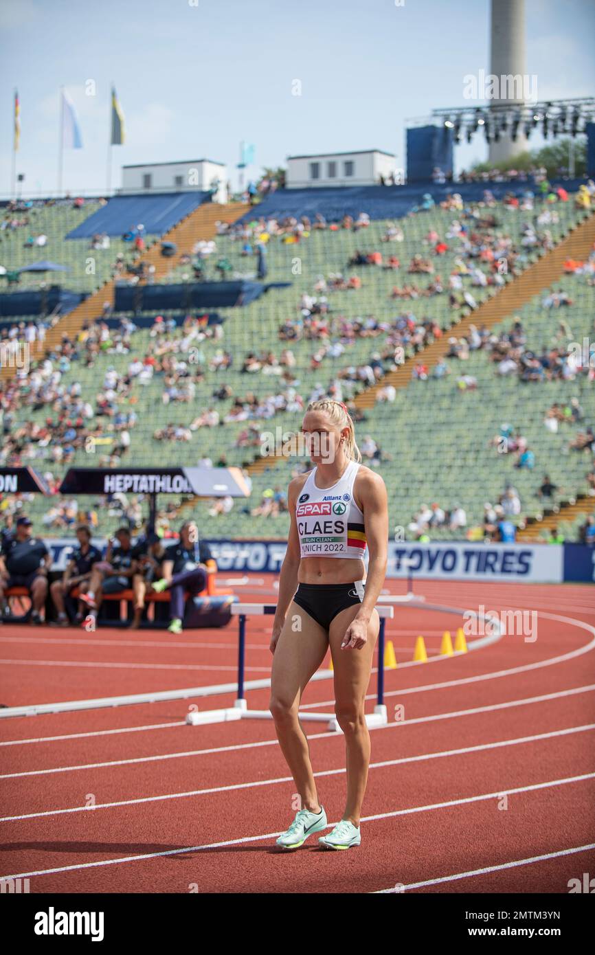 Hanne CLAES participating in the 400 meters hurdles of the European ...