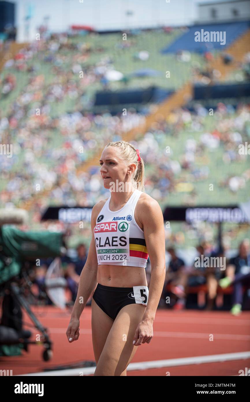Hanne CLAES participating in the 400 meters hurdles of the European ...