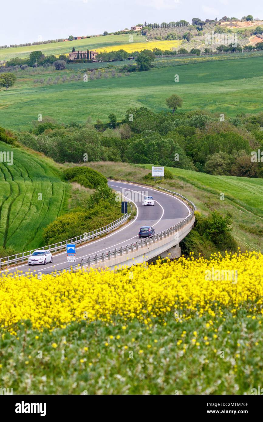Traffic on a road bridge in rural landscape Stock Photo - Alamy