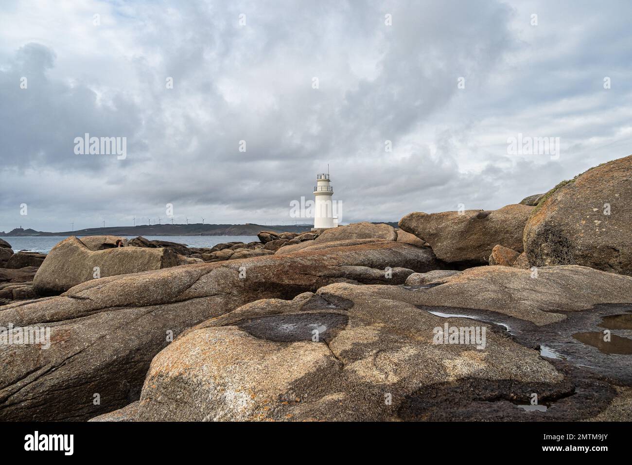 Lighthouse at the Muxia Coast, Galicia in Spain. This is one of the ...