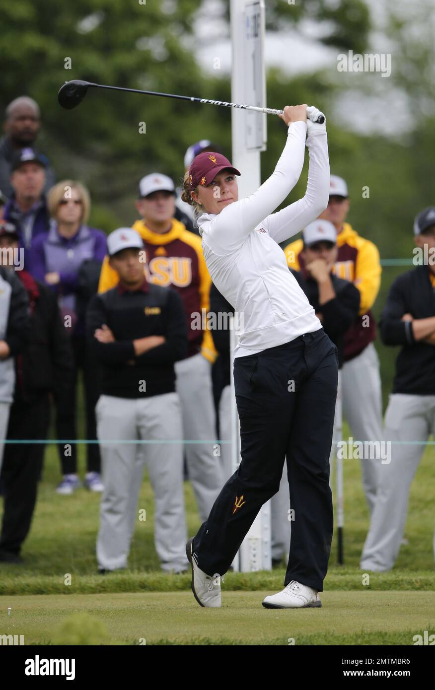 Arizona State’s Linnea Strom tees off during the final round of the ...