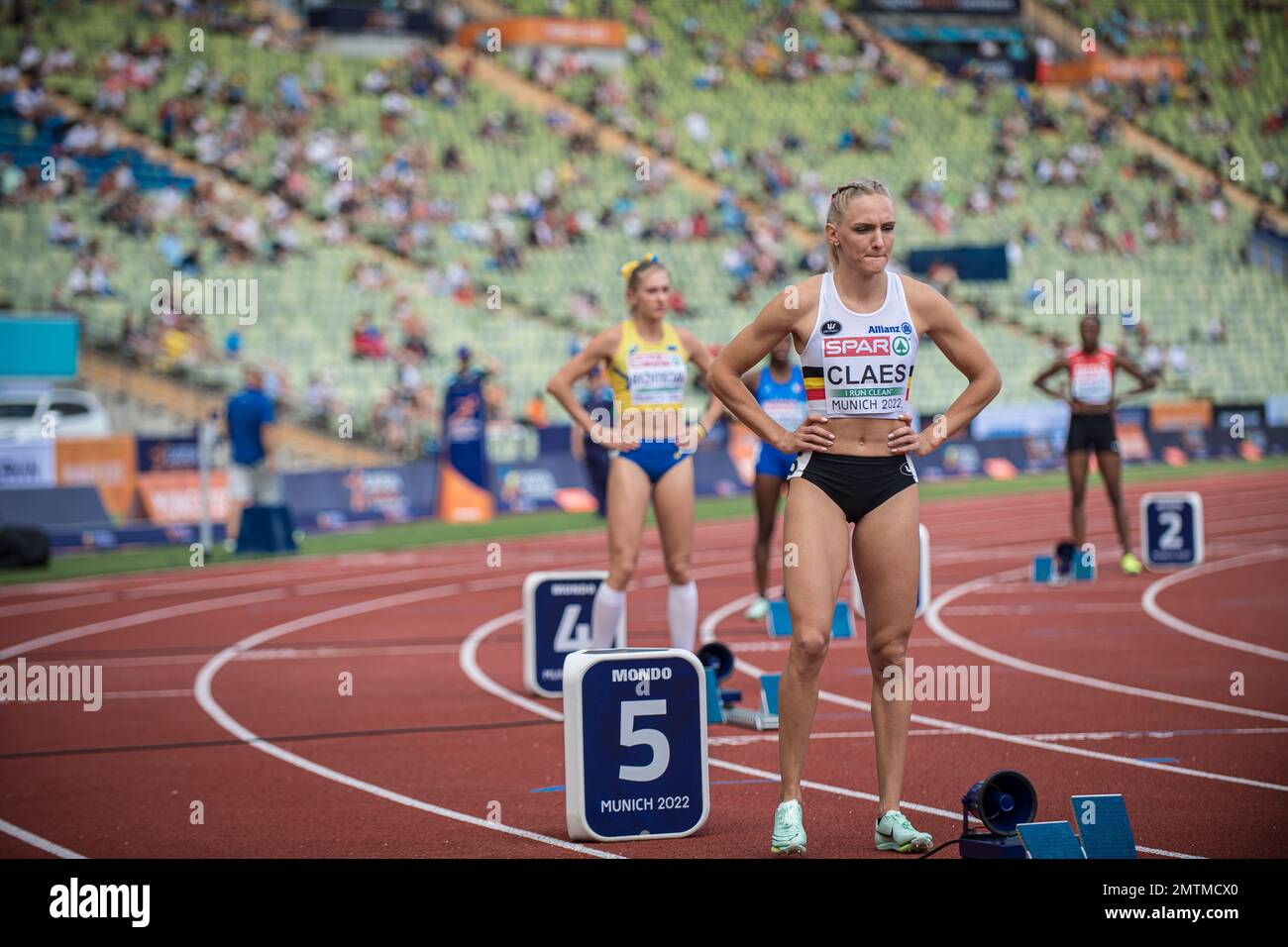 Hanne CLAES participating in the 400 meters hurdles of the European ...