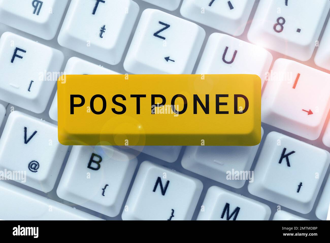 Inspiration showing sign Postponed. Word Written on to place later in ...