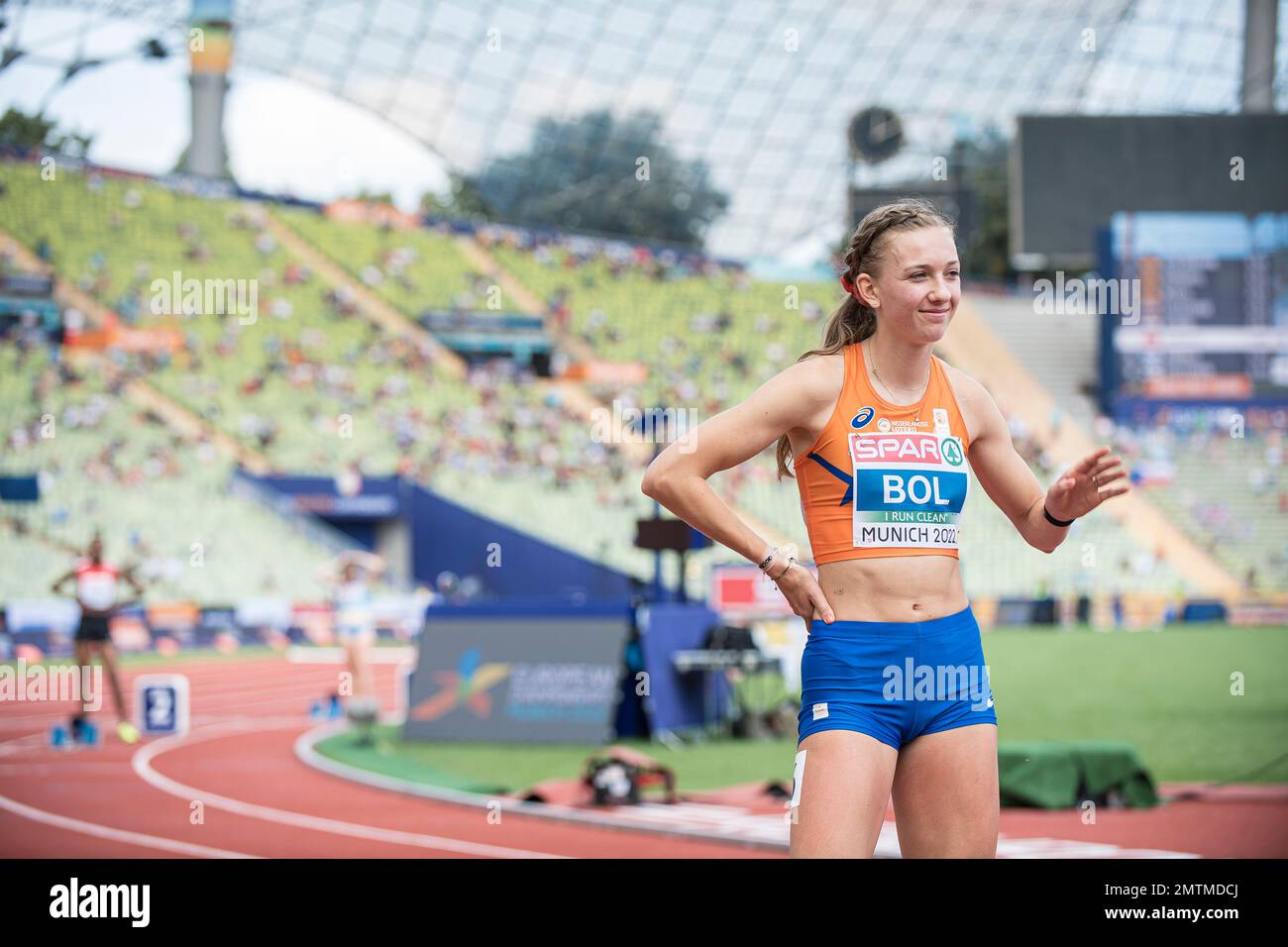 Femke Bol participating in the 400 meters hurdles of the European ...