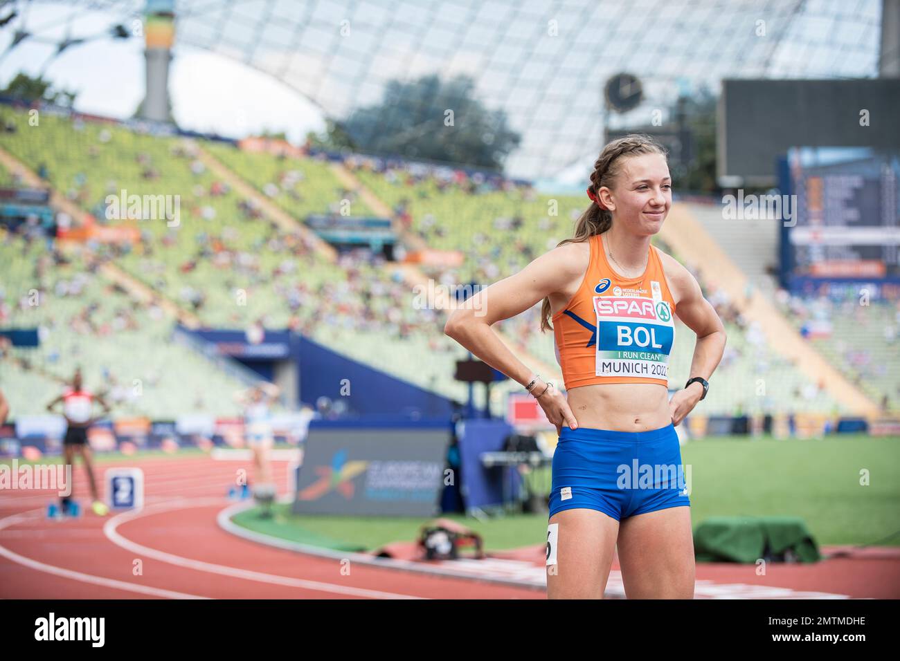 Femke Bol participating in the 400 meters hurdles of the European ...