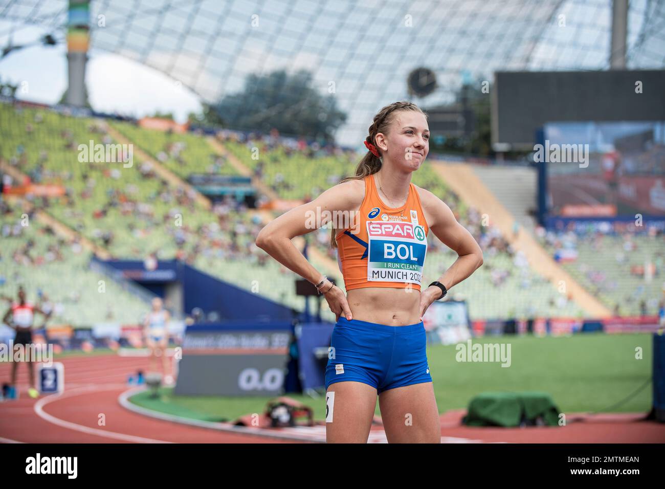 Femke Bol participating in the 400 meters hurdles of the European ...