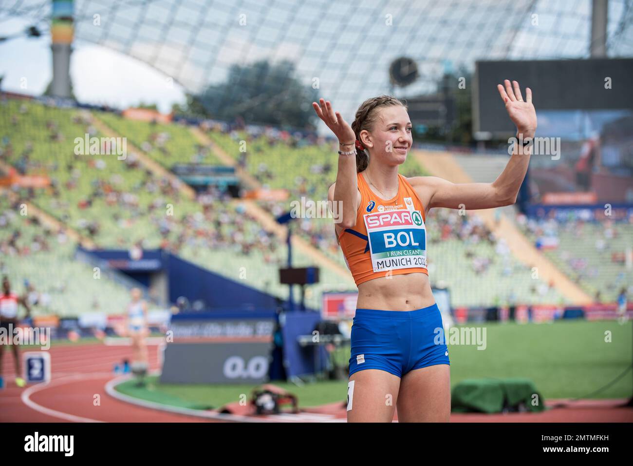 Femke Bol participating in the 400 meters hurdles of the European ...