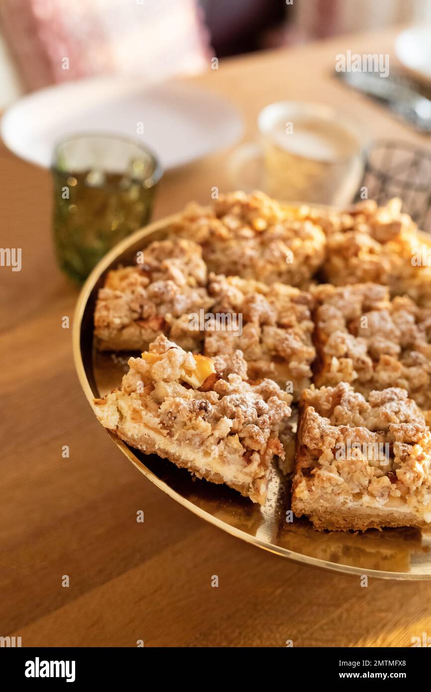Apple Pie Pastry with a crumble crust in a rustical modern living room ...