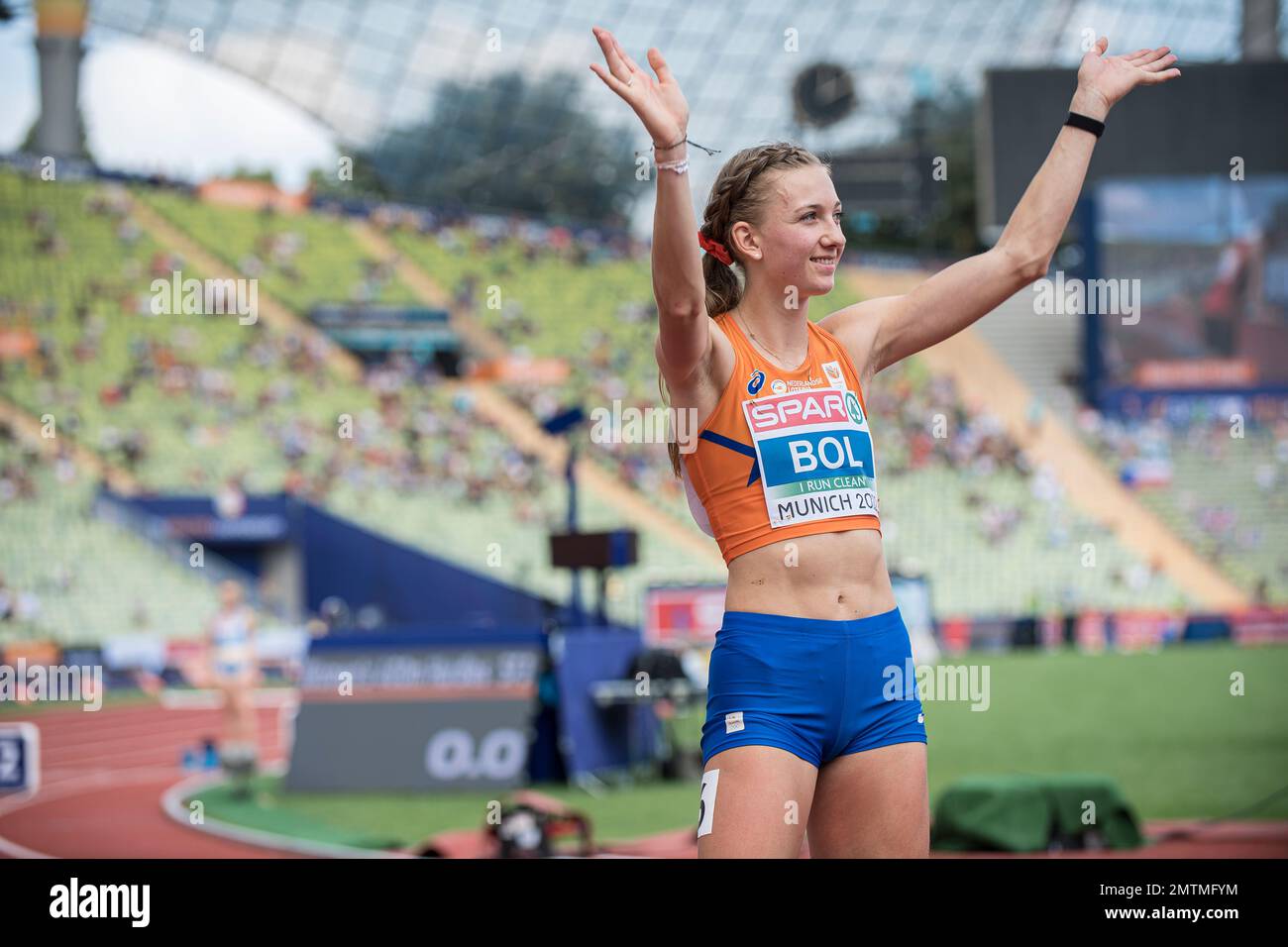 Femke Bol participating in the 400 meters hurdles of the European ...