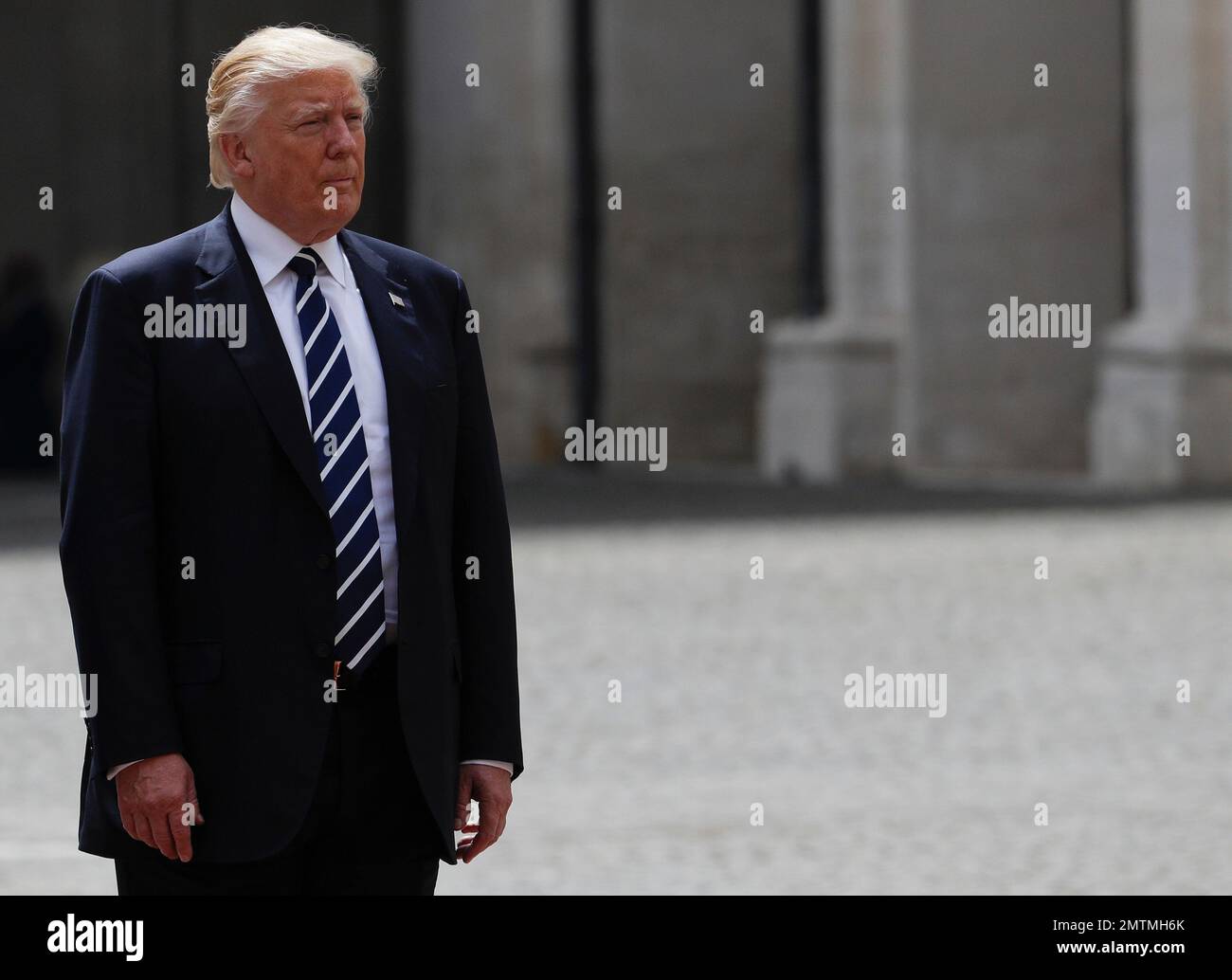 President Donald Trump arrives at the Quirinale Presidential palace to ...