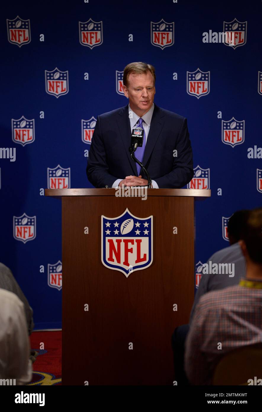 NFL commissioner Roger Goodell speaks to the media after an NFL owners ...
