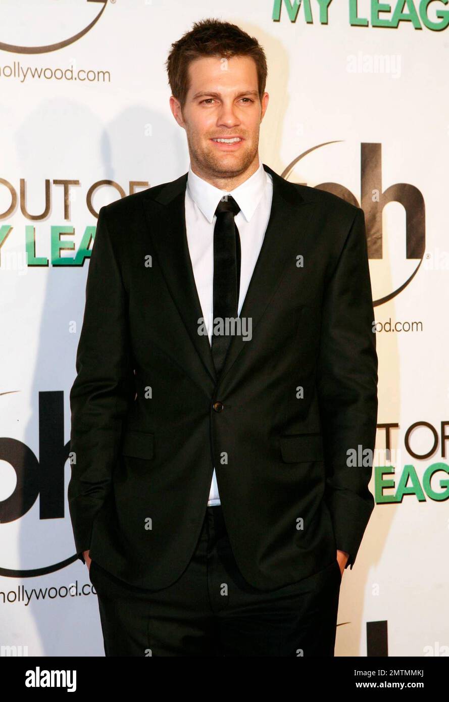 Geoffrey Stults walks the red carpet at the premiere of "She's Out of ...