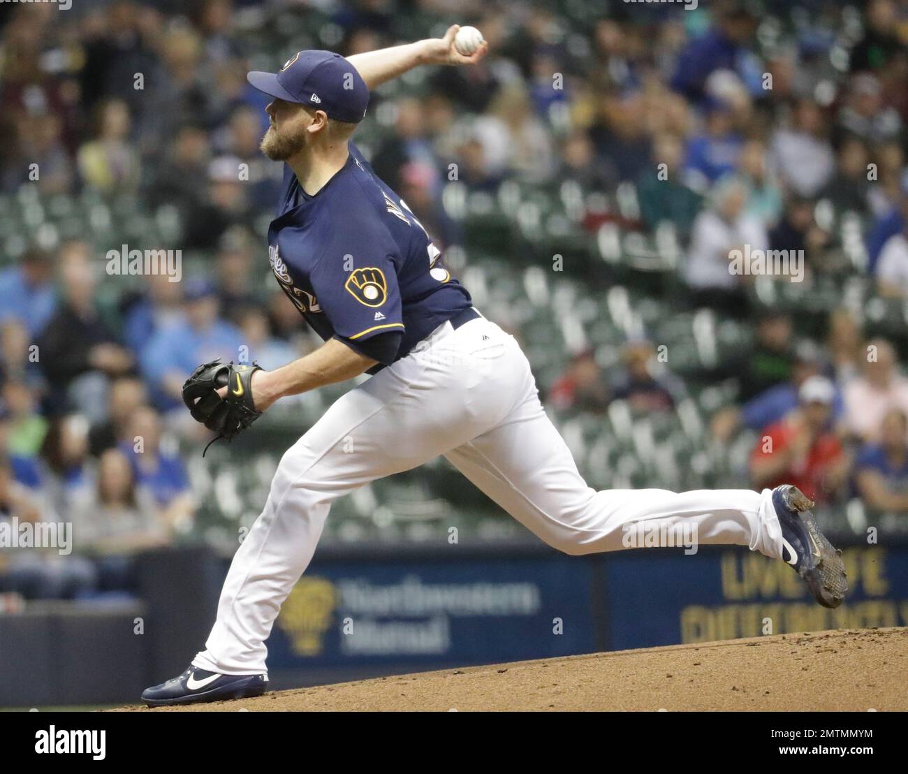 Milwaukee Brewers starting pitcher Jimmy Nelson throws during the first ...