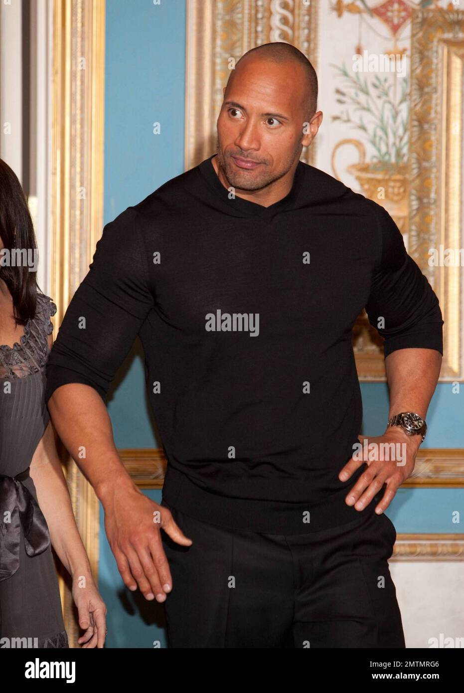 Dwayne Johnson and Billy Bob Thornton fool around on stage at the ...