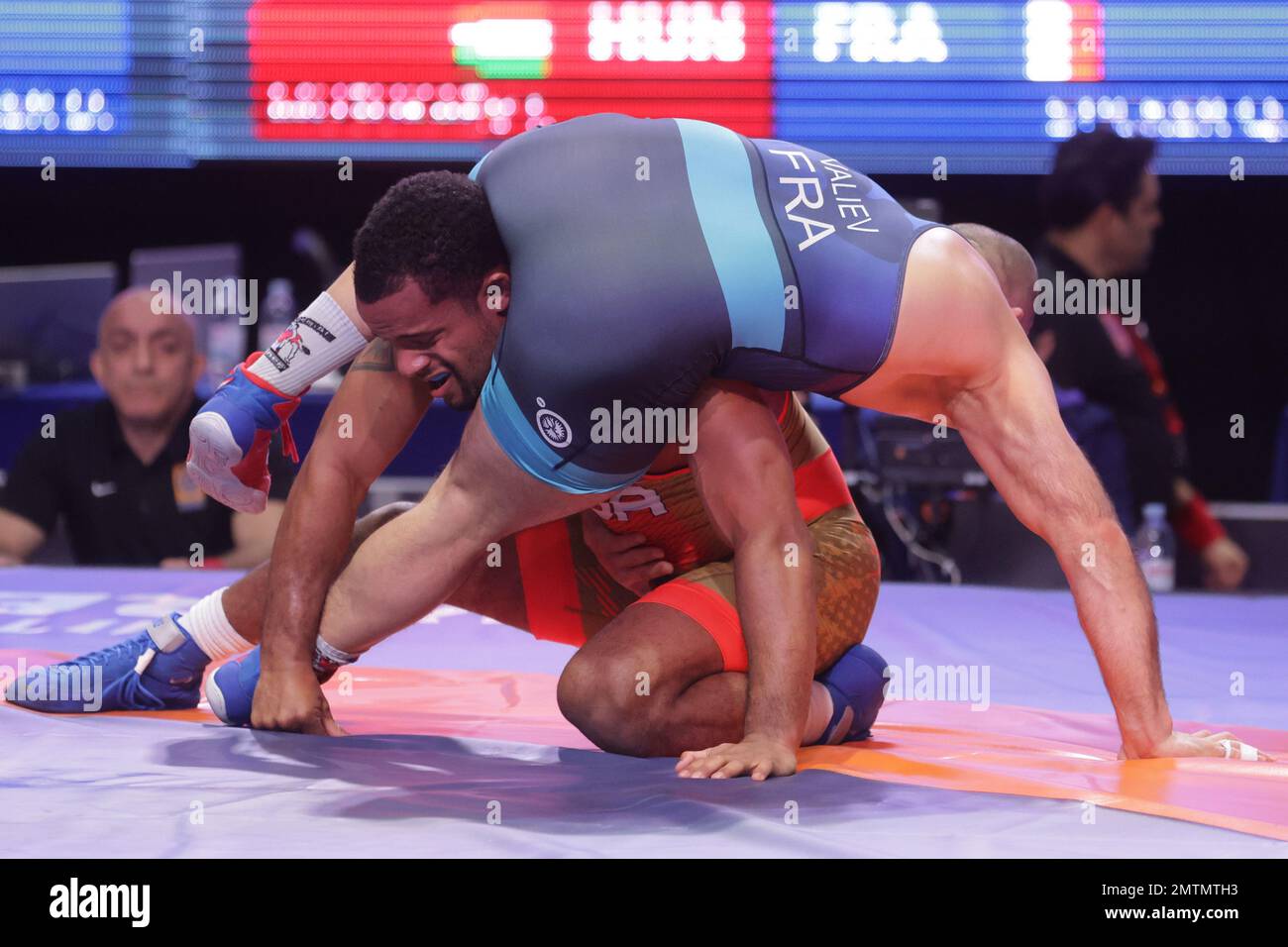 ZAGREB, CROATIA – FEBRUARY 01: Mark John Hall of USA (gold) competes ...