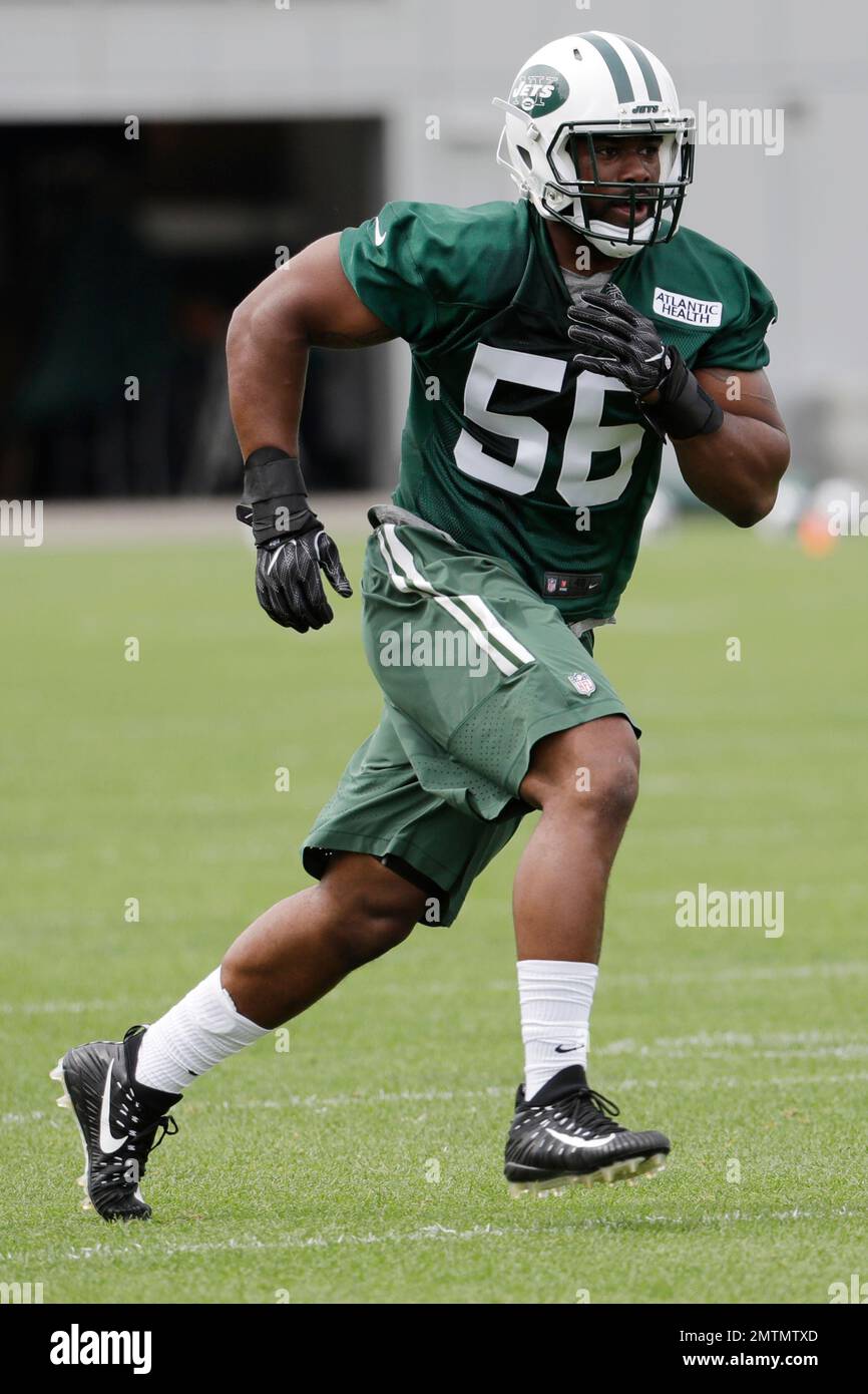 New York Jets' Freddie Bishop runs a drill during the team's organized ...