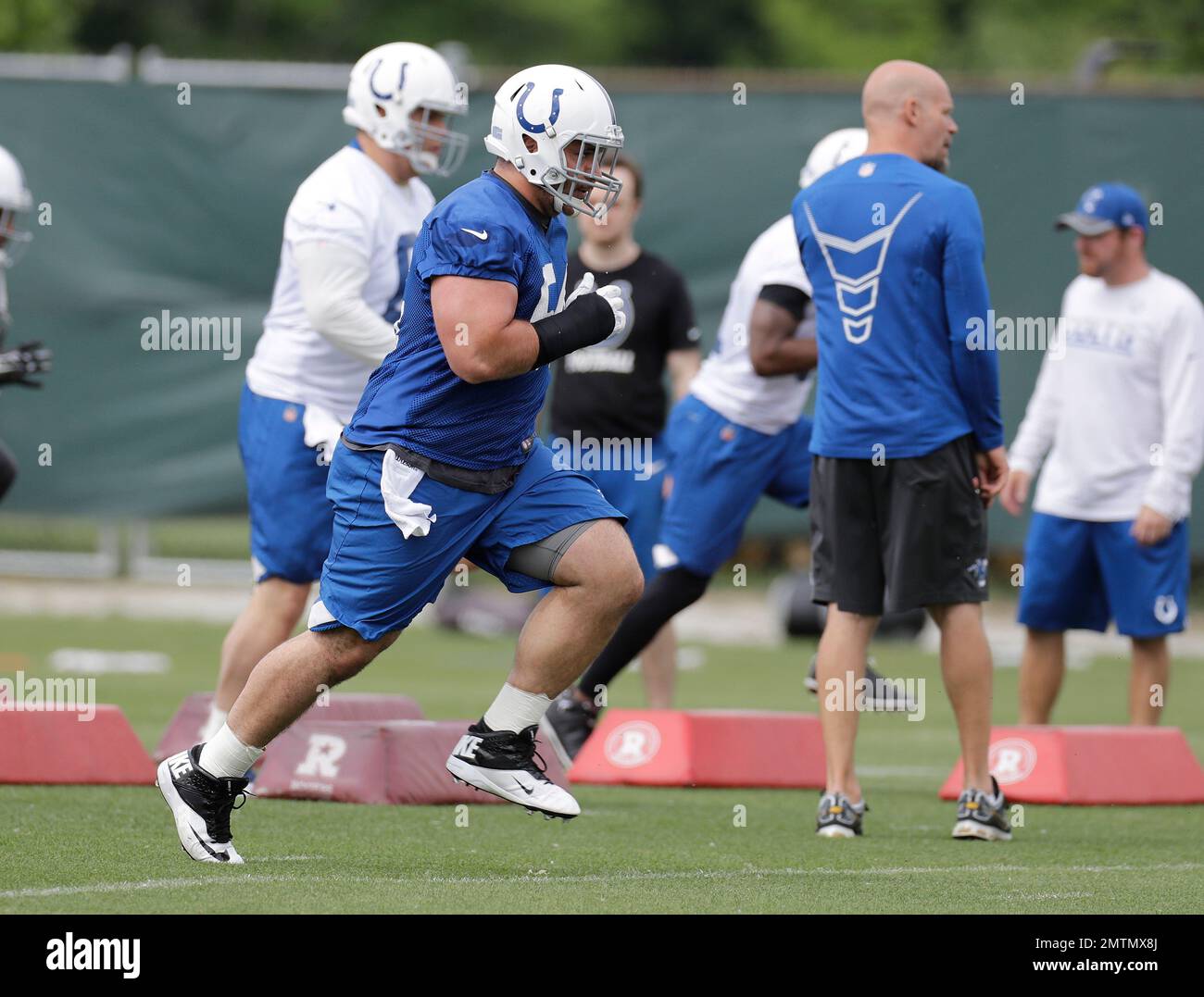 Indianapolis Colts' David Parry runs a drill during the team's ...