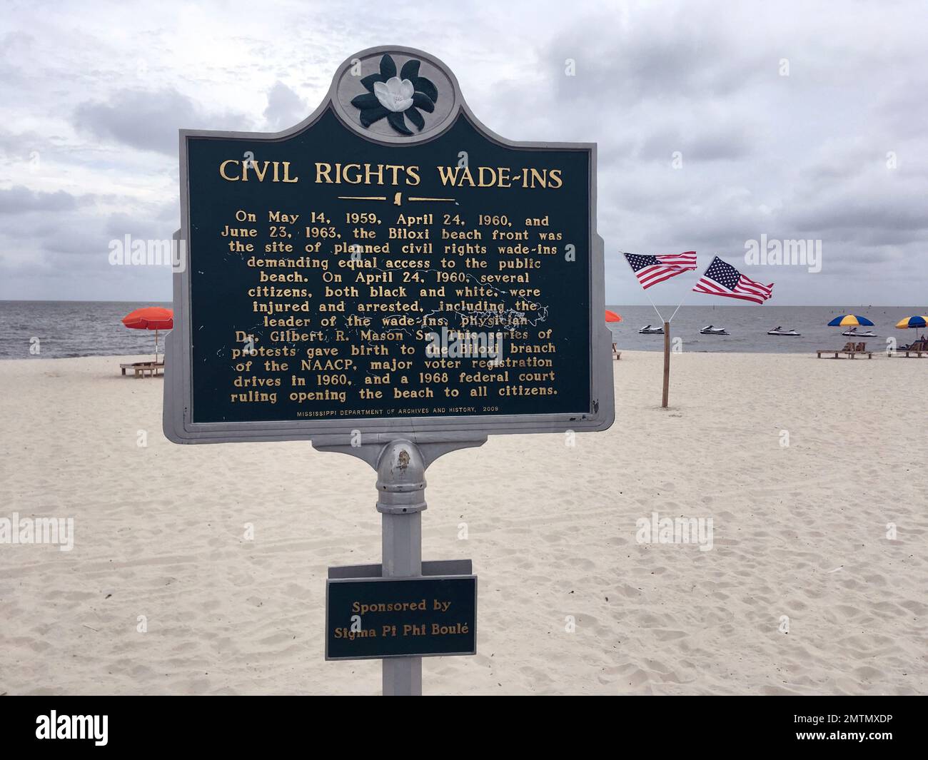 In this May 18, 2017 photograph, a marker commemorates wade-ins in the ...