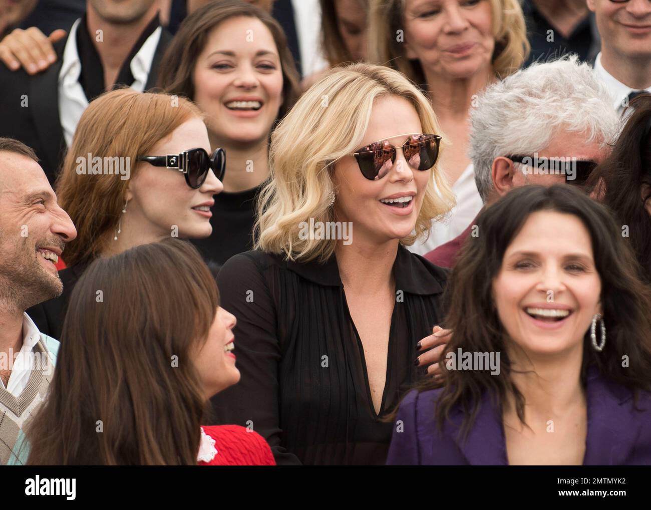 Jessica Chastain and Charlize Theron pose for photographers during the ...