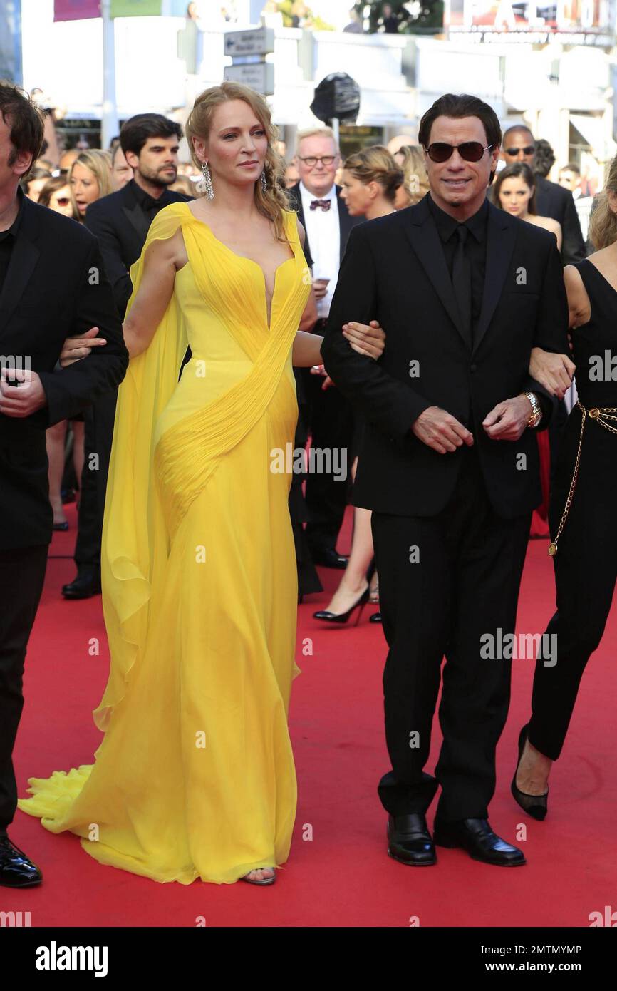 Uma Thurman and John Travolta at the “Sils Maria” Premiere held at the Palais des Festivals ...