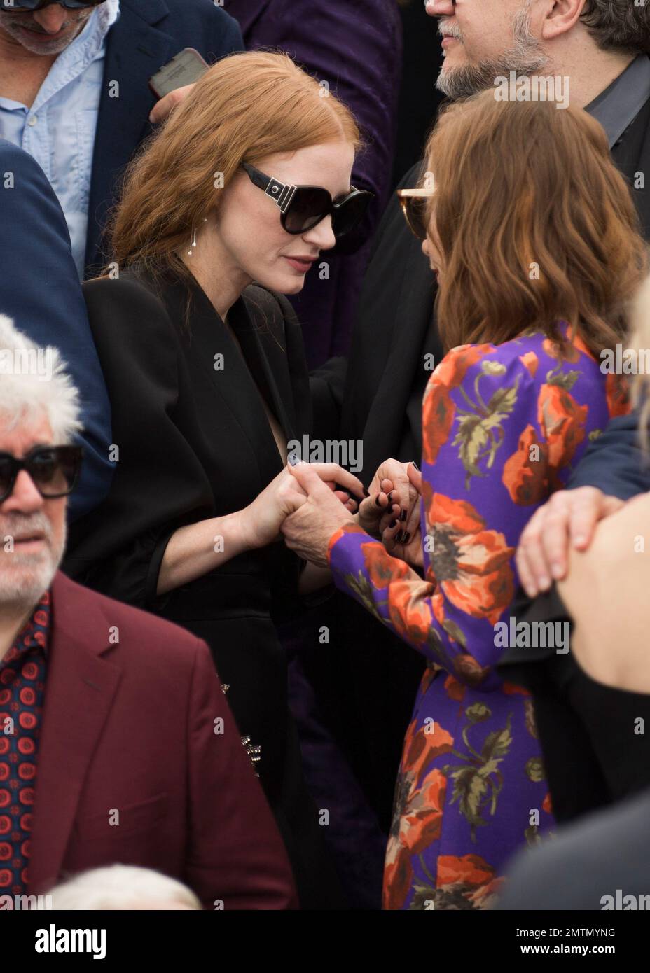 Jessica Chastain and Isabelle Huppert pose for photographers during the ...