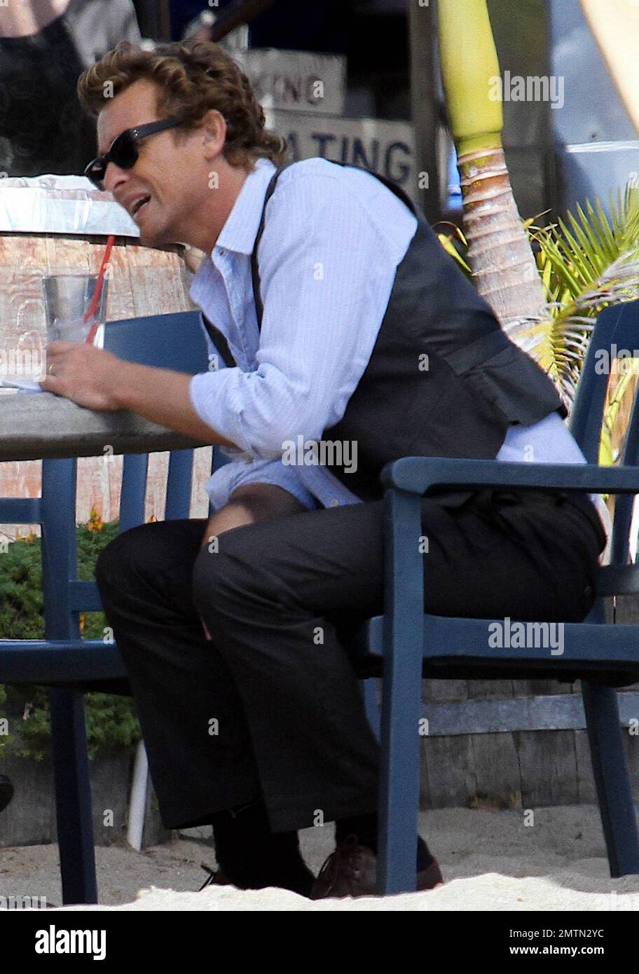 EXCLUSIVE!! Actor Simon Baker shoots scenes on the beach for his ...