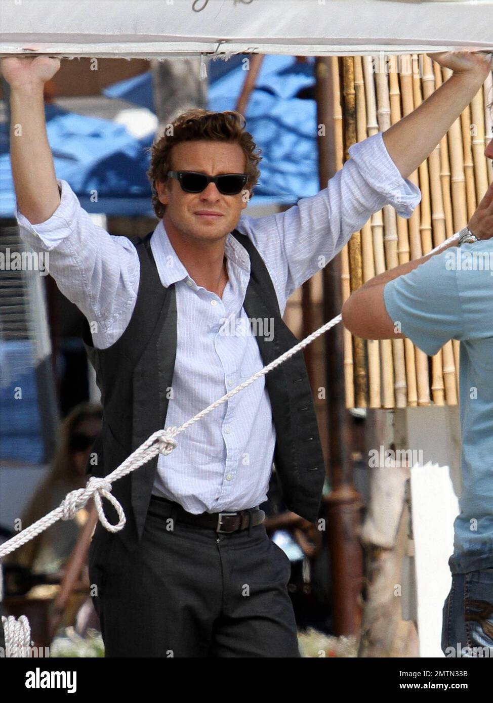 EXCLUSIVE!! Actor Simon Baker shoots scenes on the beach for his ...