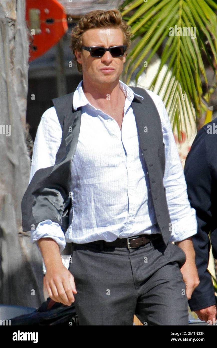 EXCLUSIVE!! Actor Simon Baker shoots scenes on the beach for his ...