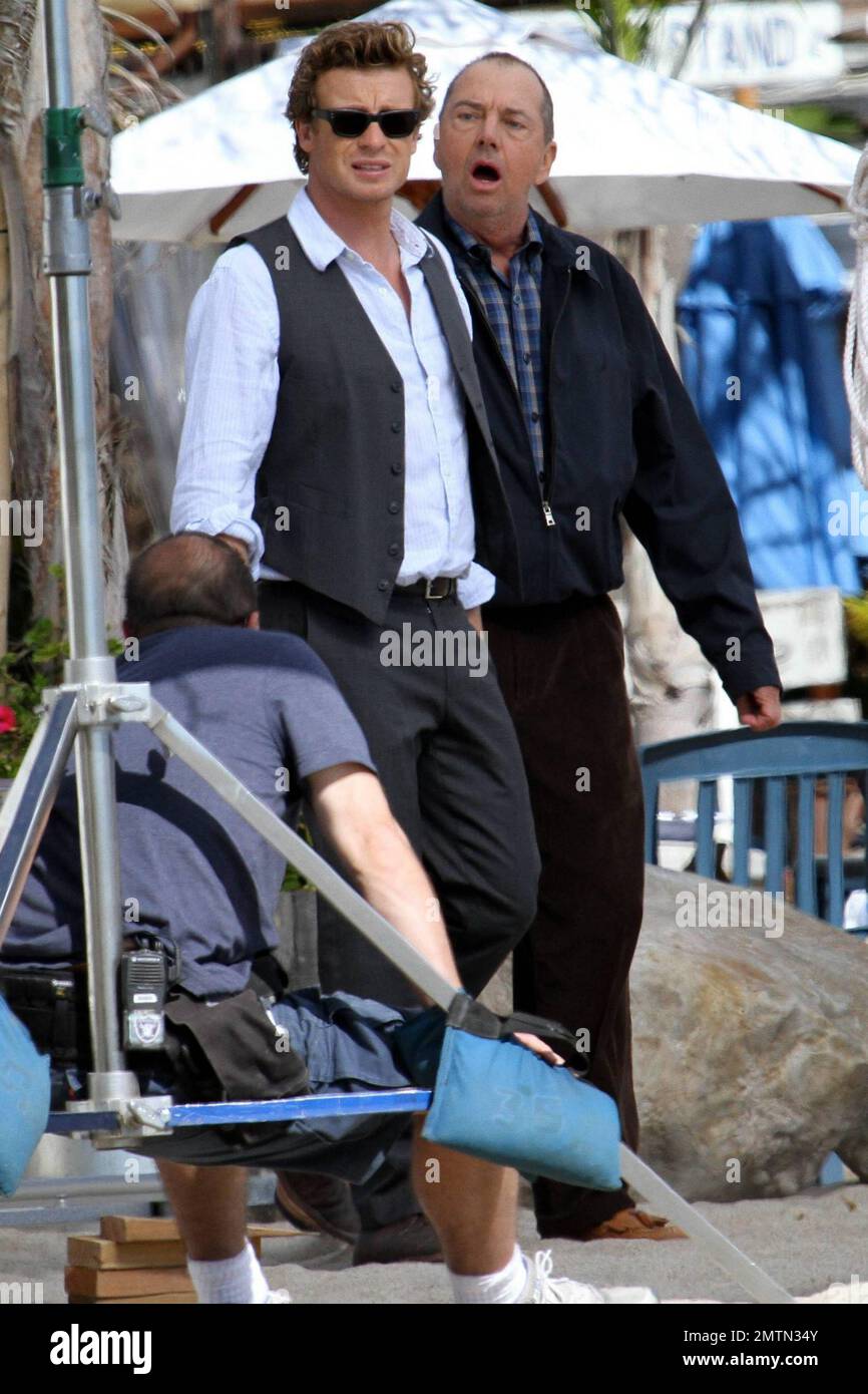 EXCLUSIVE!! Actor Simon Baker shoots scenes on the beach for his ...