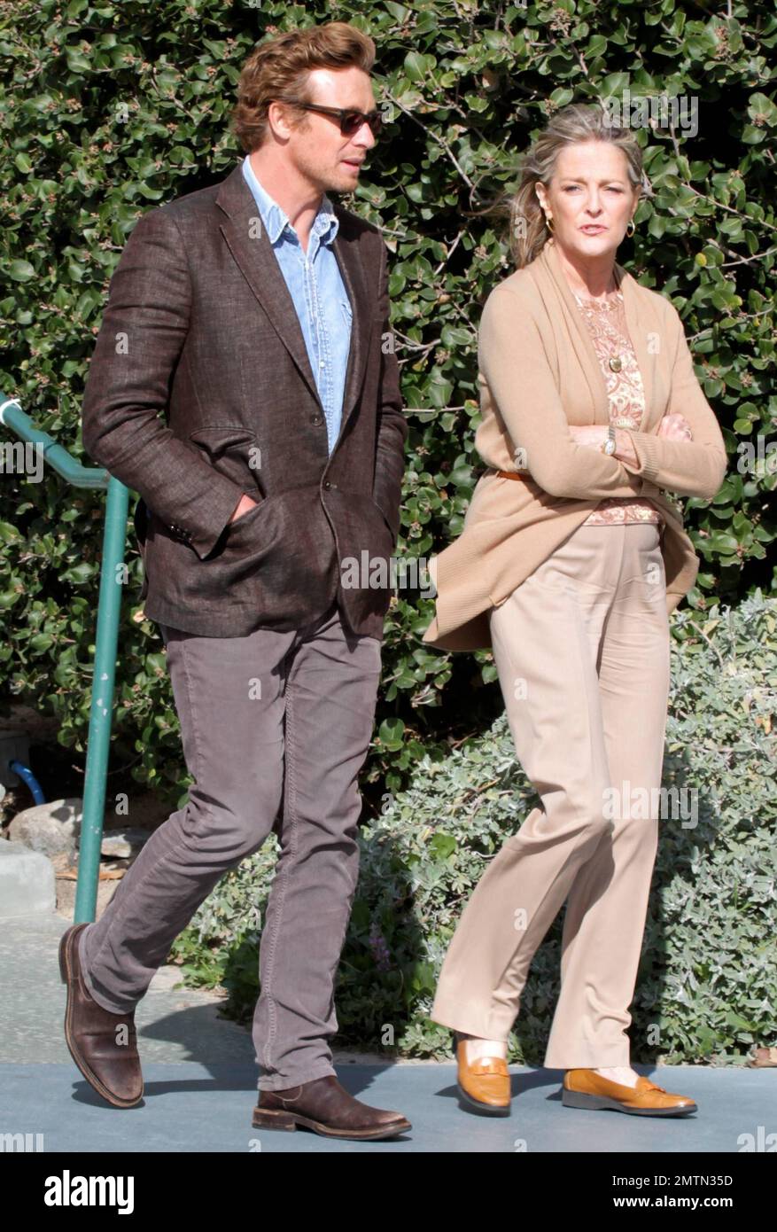 EXCLUSIVE!! Actor Simon Baker is seen on set as he prepares to shoot a ...