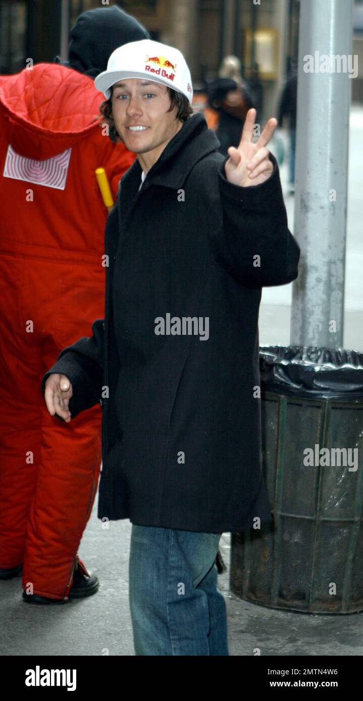 Professional skier Simon Dumont enjoys the brisk New York air while he ...