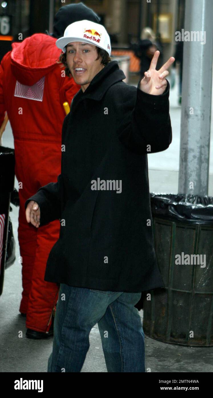 Professional skier Simon Dumont enjoys the brisk New York air while he ...