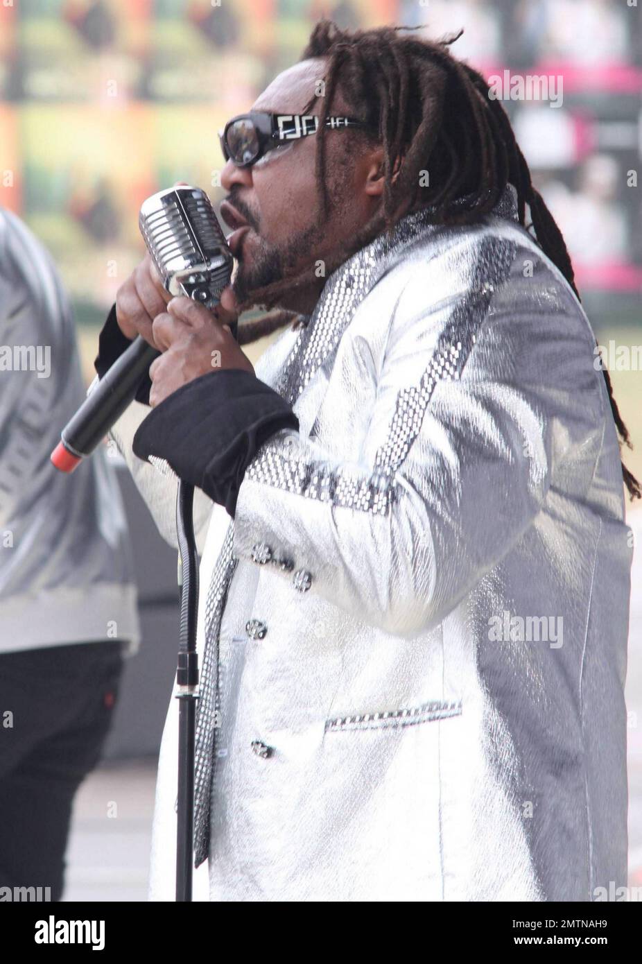 Benji Webbe of the Welsh rock reggae metal band Skindred performs live ...