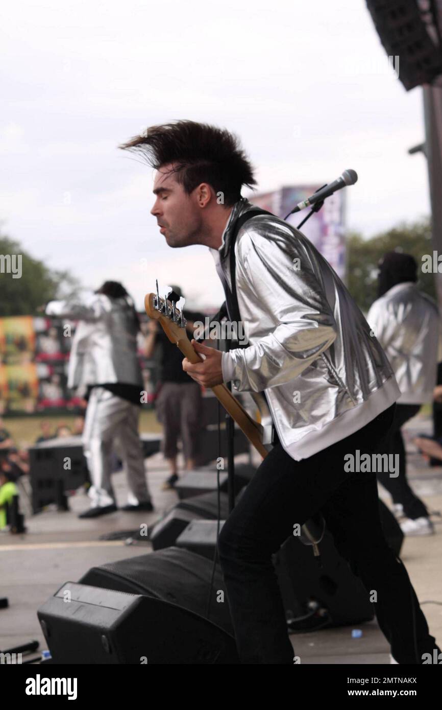 Dan Pugsley of the Welsh rock reggae metal band Skindred performs live ...