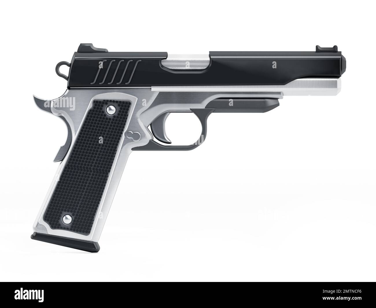 Pistol isolated on white background. 3D illustration Stock Photo - Alamy