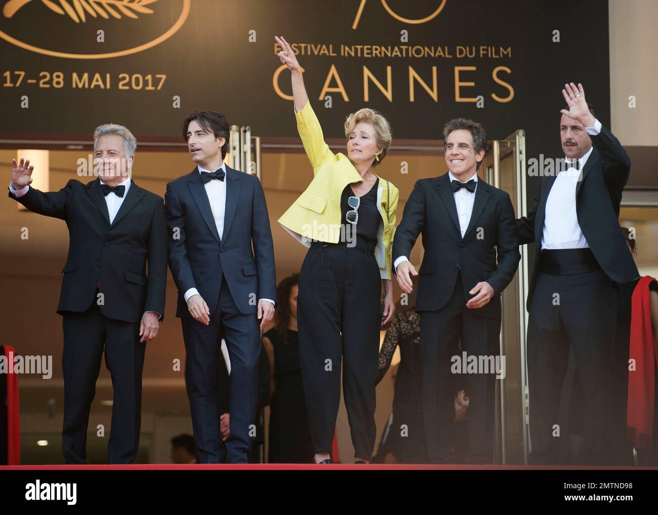 From left, Dustin Hoffman, Noah Baumbach, Emma Thompson, Ben Stiller ...