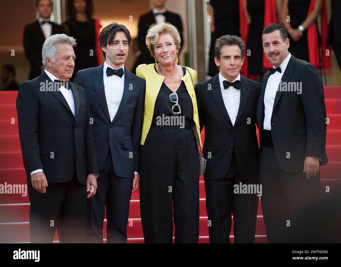 From left, Dustin Hoffman, Noah Baumbach, Emma Thompson, Ben Stiller ...