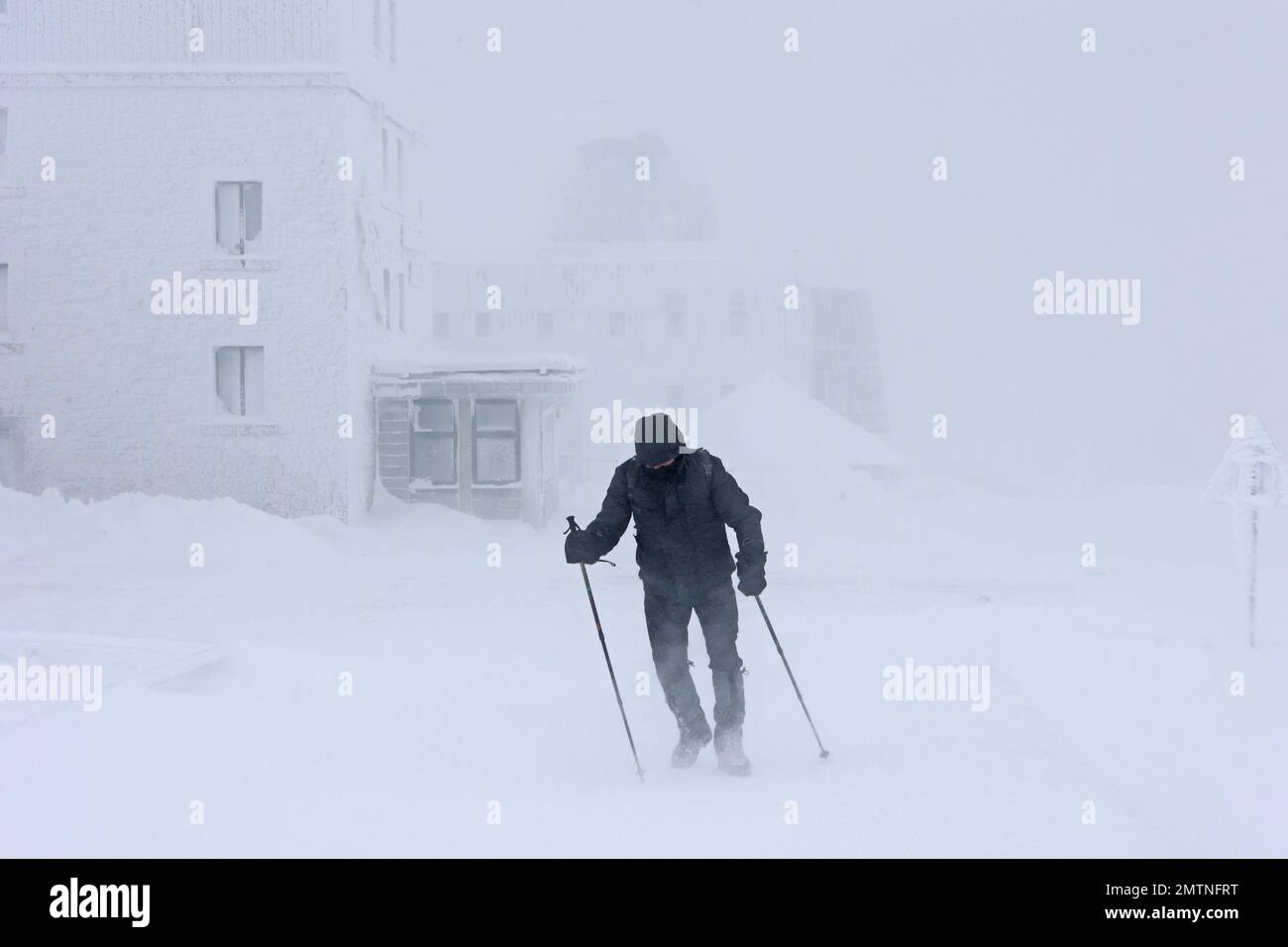 Schierke, Germany. 01st Feb, 2023. A hiker walks along the Brocken in a ...