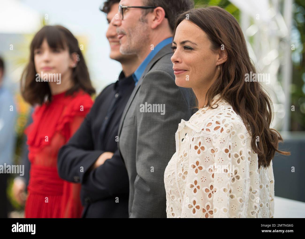 Actors Stacy Martin, Louis Garrel and Berenice Bejo and director Michel ...