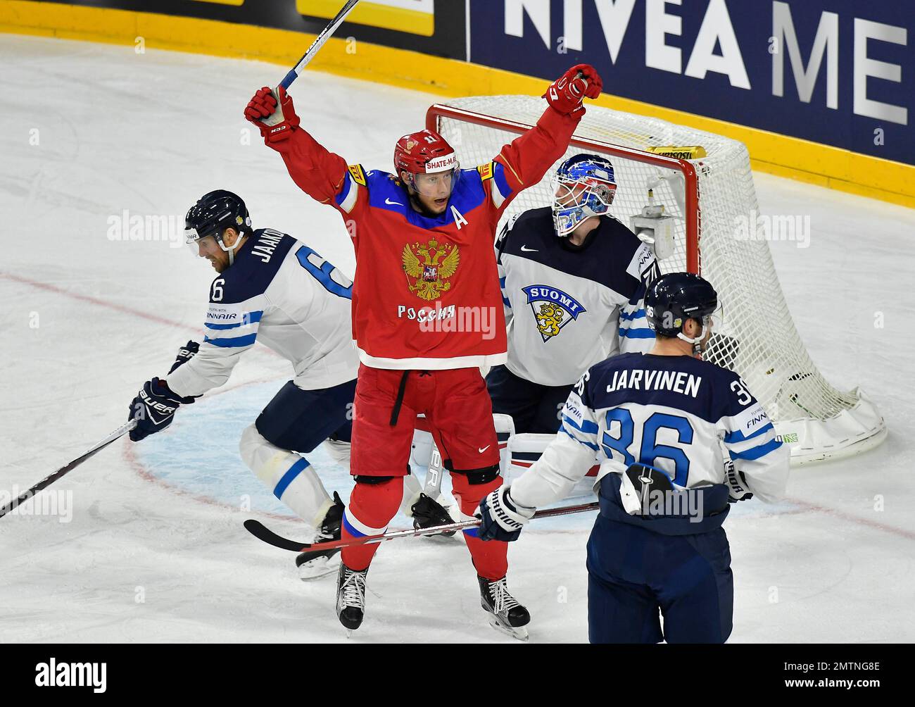 Russia's Sergei Andronov celebrates Russia#s opening goal during the ...