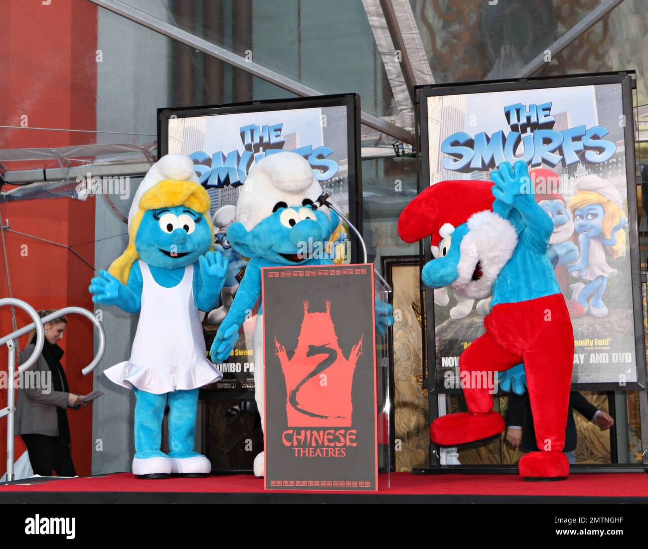 Papa Smurf, Clumsy and Smurfette at The Smurfs handprint and footprint ...