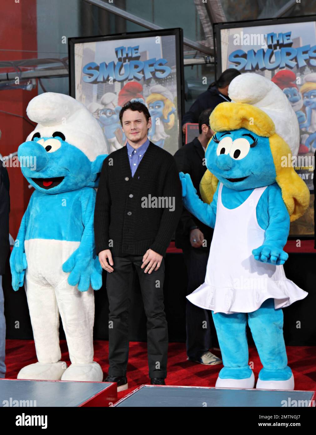 Clumsy, Smurfette and Anton Yelchin at The Smurfs handprint and ...